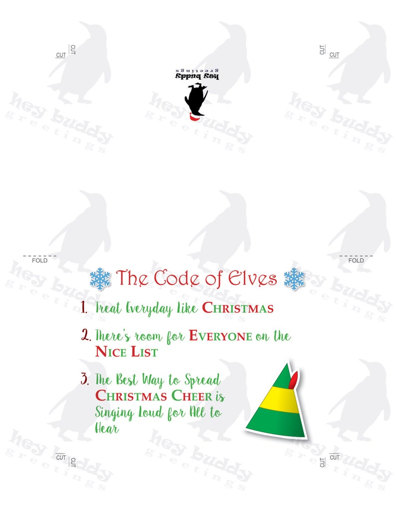 Instant Printable Digital Download Christmas Card Code of Elves - Etsy