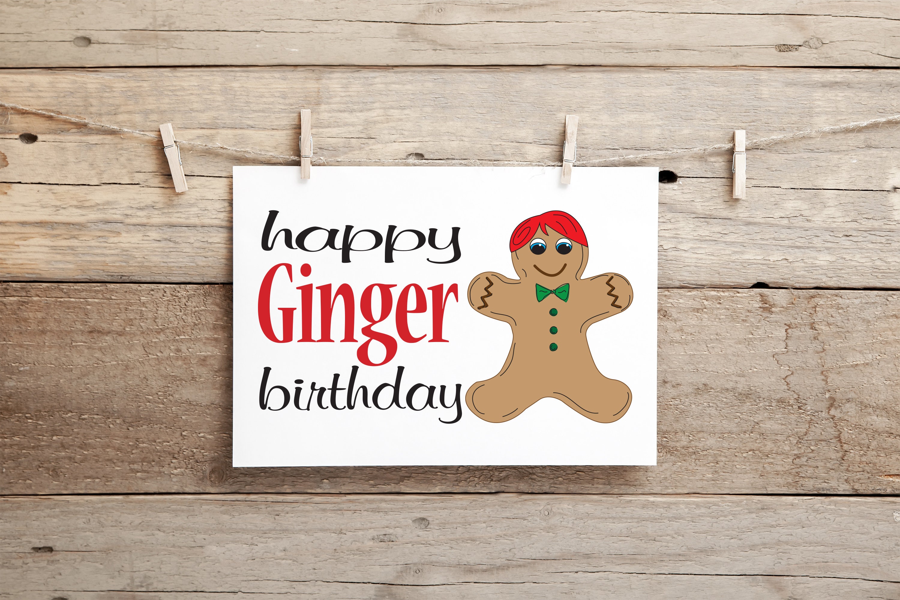Instant Printable Digital Download Gingerbread Ginger Birthday Card - Etsy