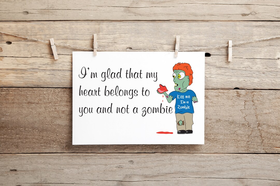 Instant Printable Digital Download Romantic Zombie Card - Etsy