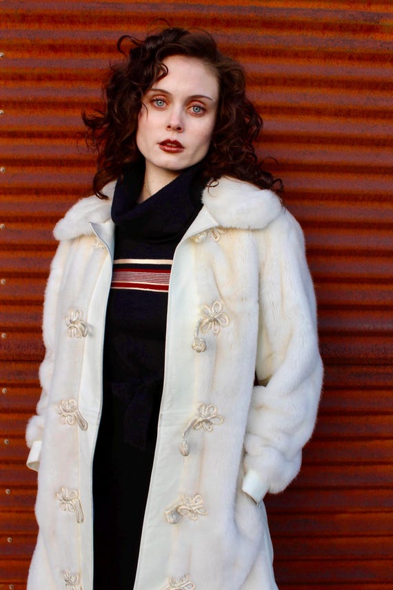 1960s White Russian Princess Coat/ 60s White Faux Fur… - Gem