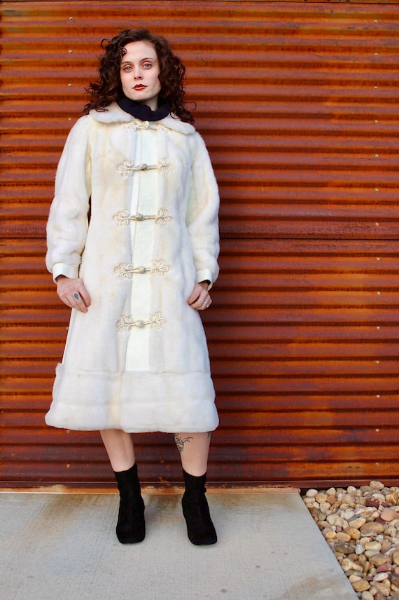 1960s White Russian Princess Coat/ 60s White Faux Fur… - Gem