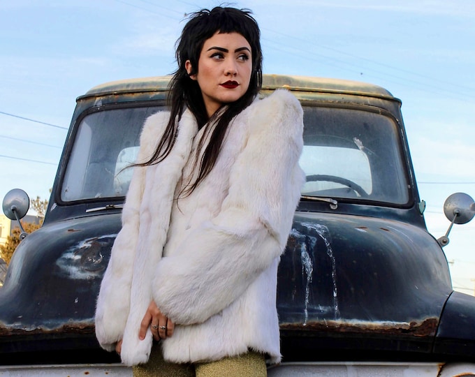 Vintage, 1980's, Fur Coat, Rabbit Fur, J.S.L. Ii, Creamy White, Jutted ...