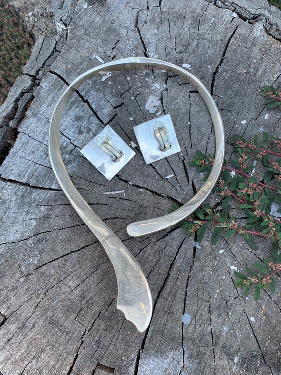 Black Tourmaline Taxco Sterling Silver Jewelry Set: 7… - Gem