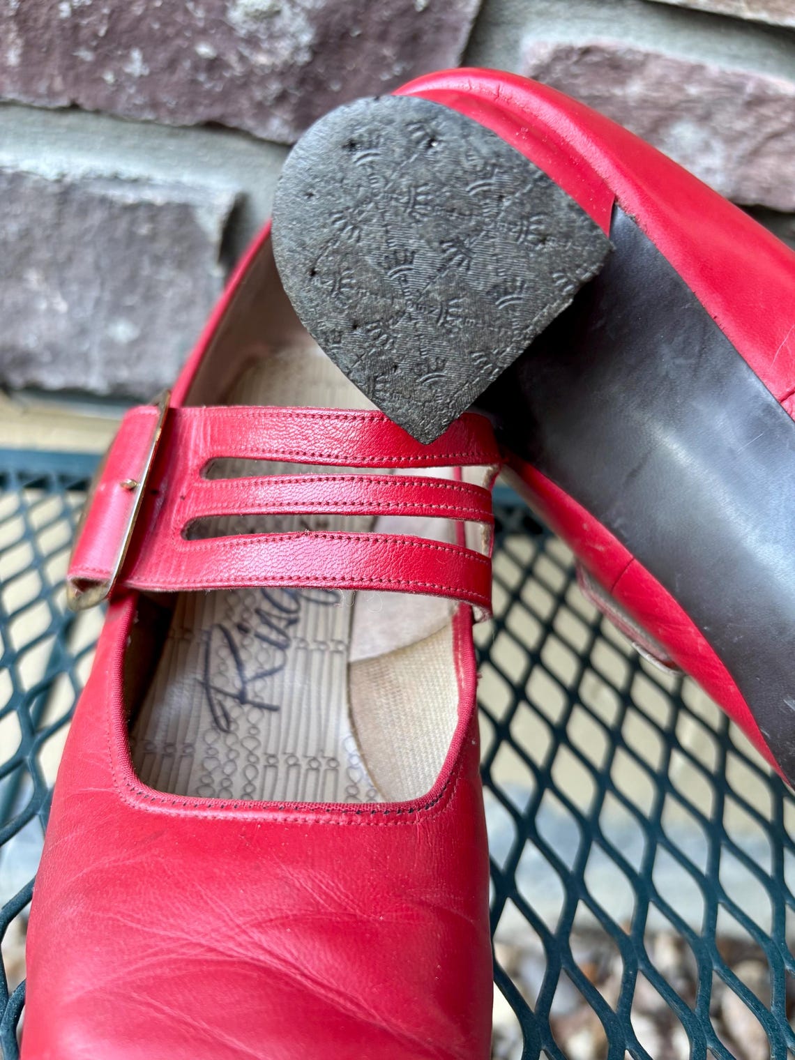 1960s Red Leather Buckle Shoes: 60s Mod Platform Shoes, Women's 7.5 - Etsy