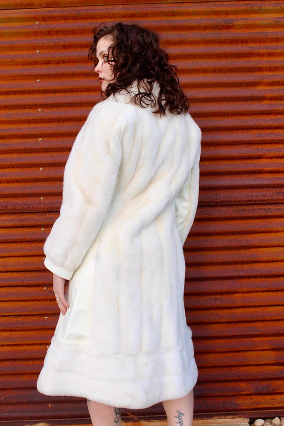 1960s White Russian Princess Coat/ 60s White Faux Fur… - Gem