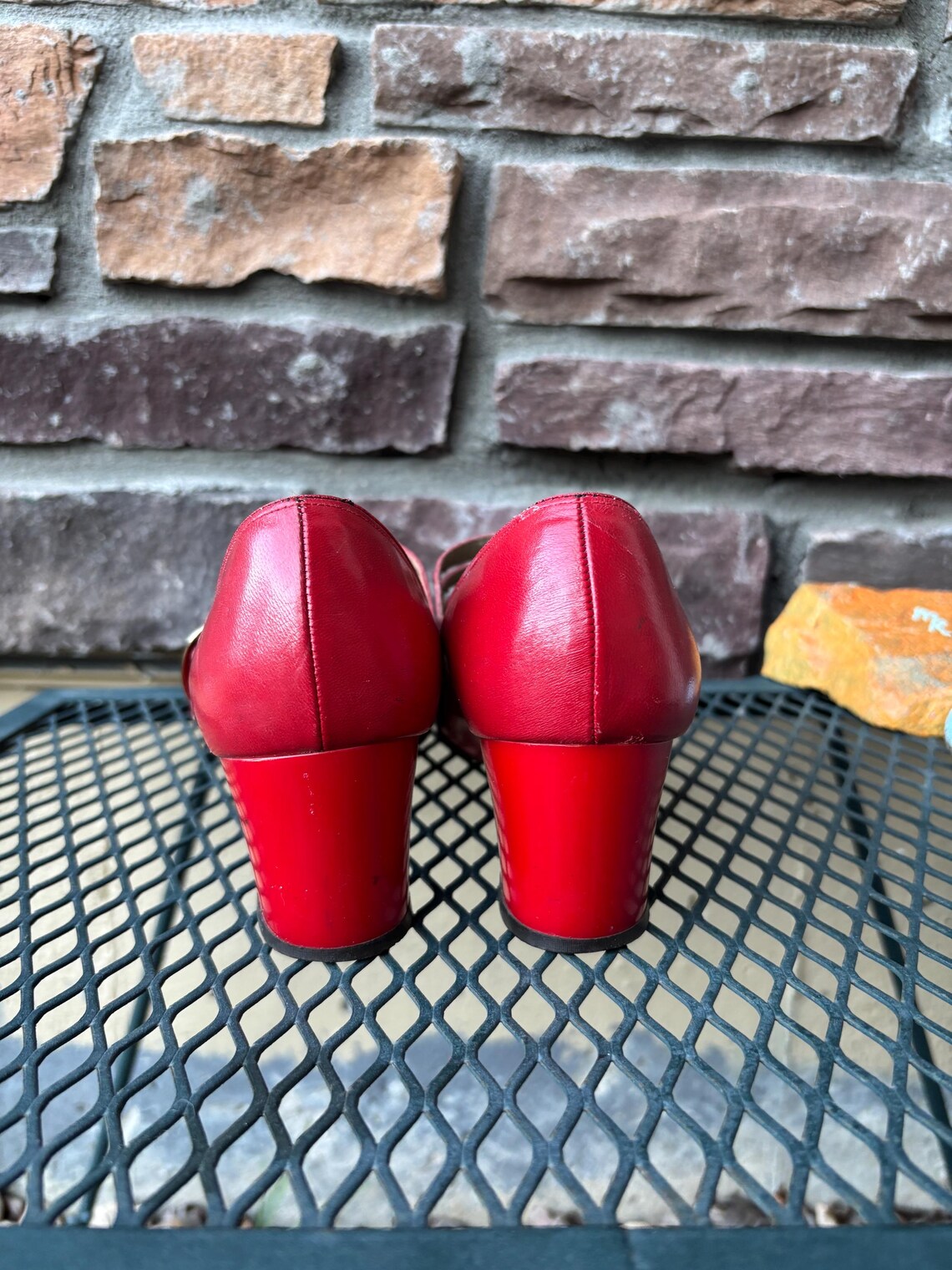 1960s Red Leather Buckle Shoes: 60s Mod Platform Shoes, Women's 7.5 - Etsy