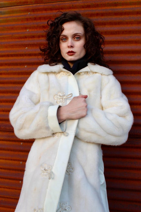 1960s White Russian Princess Coat/ 60s White Faux Fur… - Gem