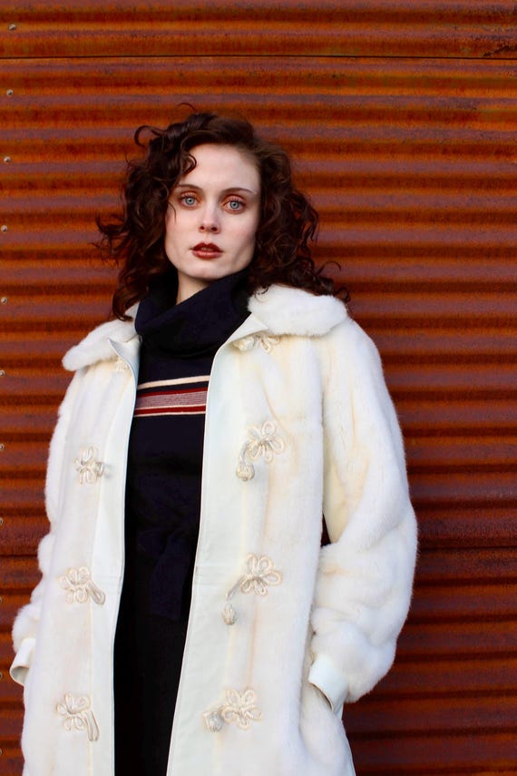 1960s White Russian Princess Coat/ 60s White Faux Fur… - Gem