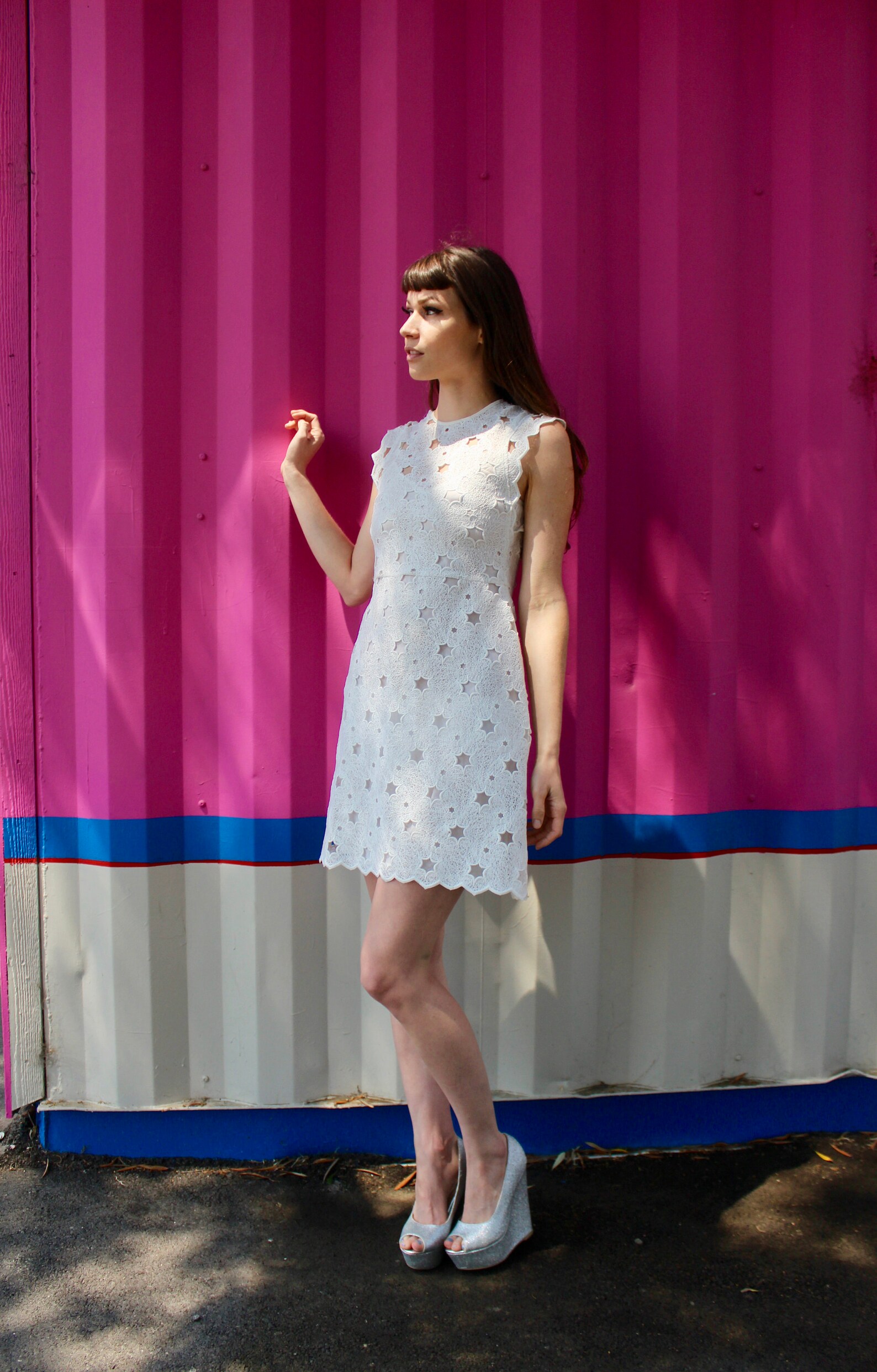 Vintage Mini Dress/ 60s Mini Dress/ Vintage Lace Dress/ White | Etsy