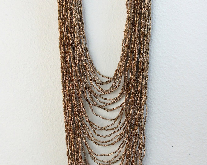 40-strand Metallic Gold 2mm Seed Bead Necklace * 304g / 10.8 Oz * 21–47 ...