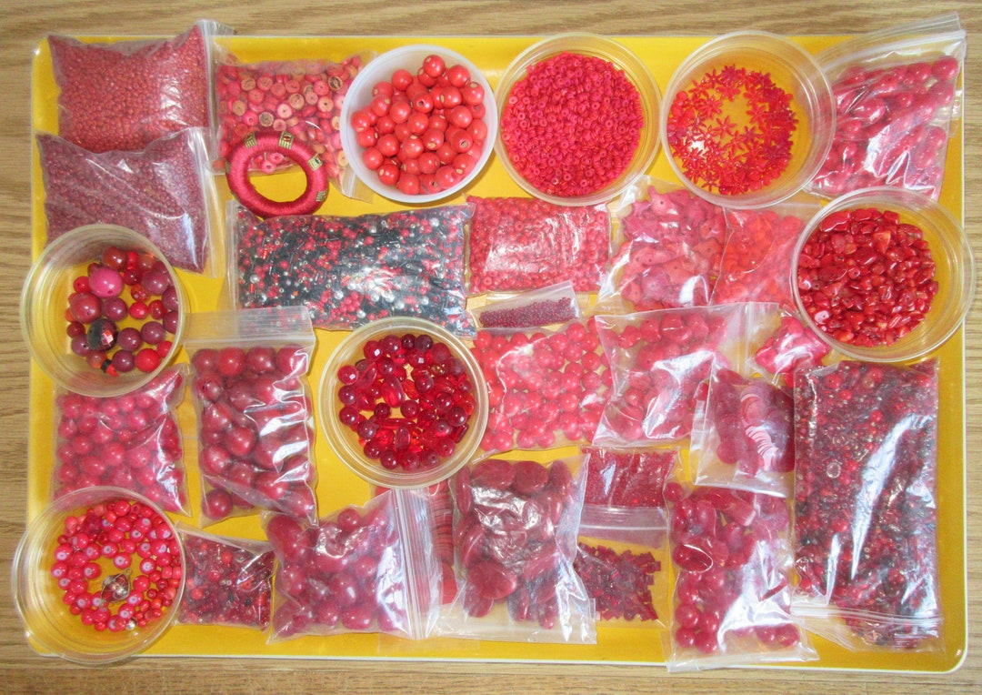 1548g (3 Pounds 6.6oz) RED BEADS ** All Sizes: Seed to 25mm ** Going ...