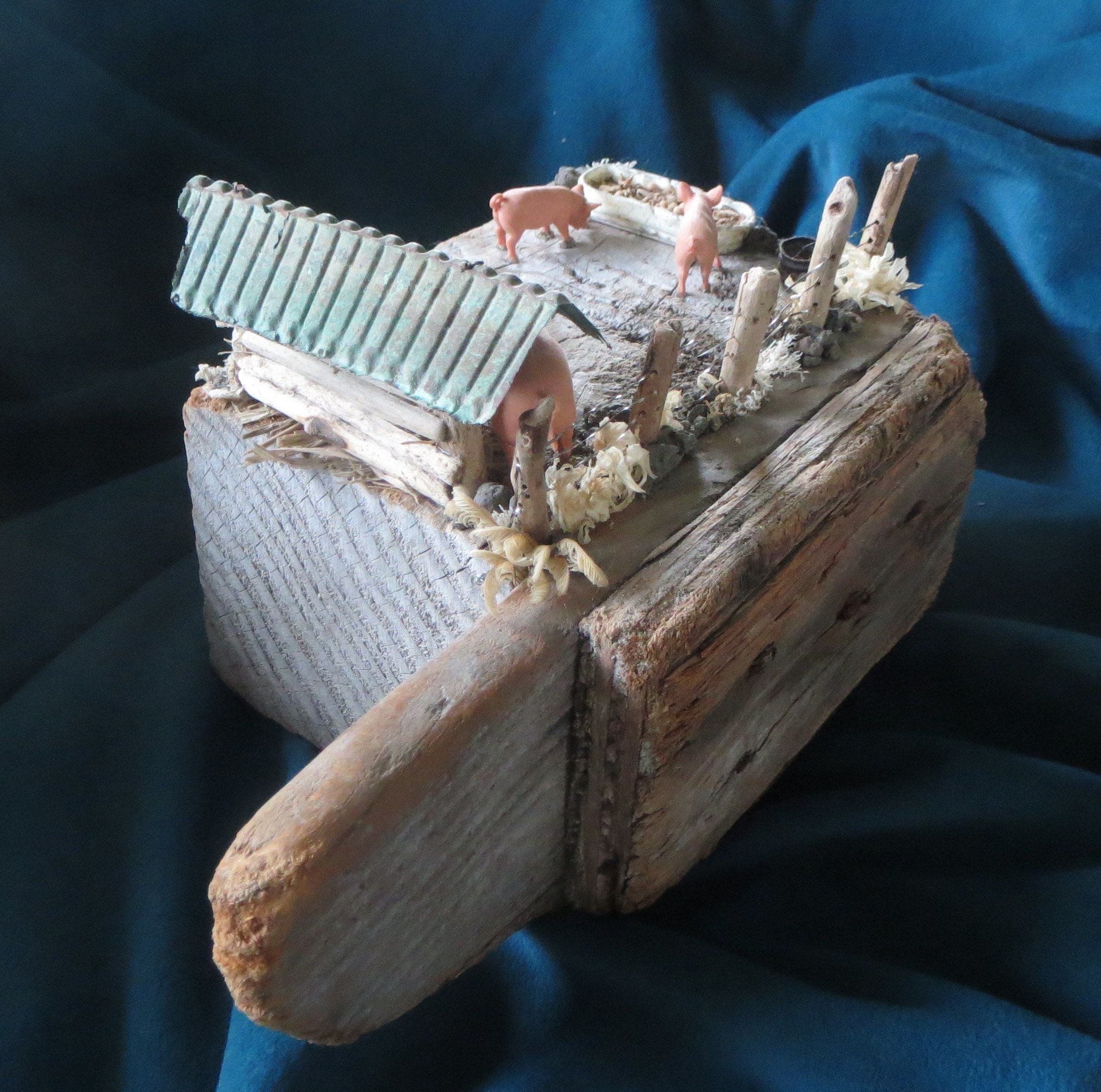 1:24 Scale Barnyard Pig Pen on Driftwood Dollhouse Miniature - Etsy