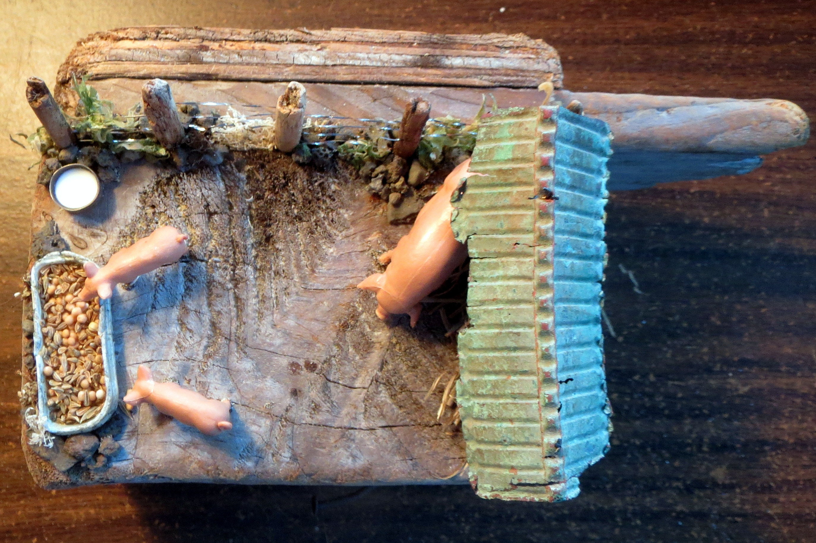 1:24 Scale Barnyard Pig Pen on Driftwood Dollhouse Miniature - Etsy