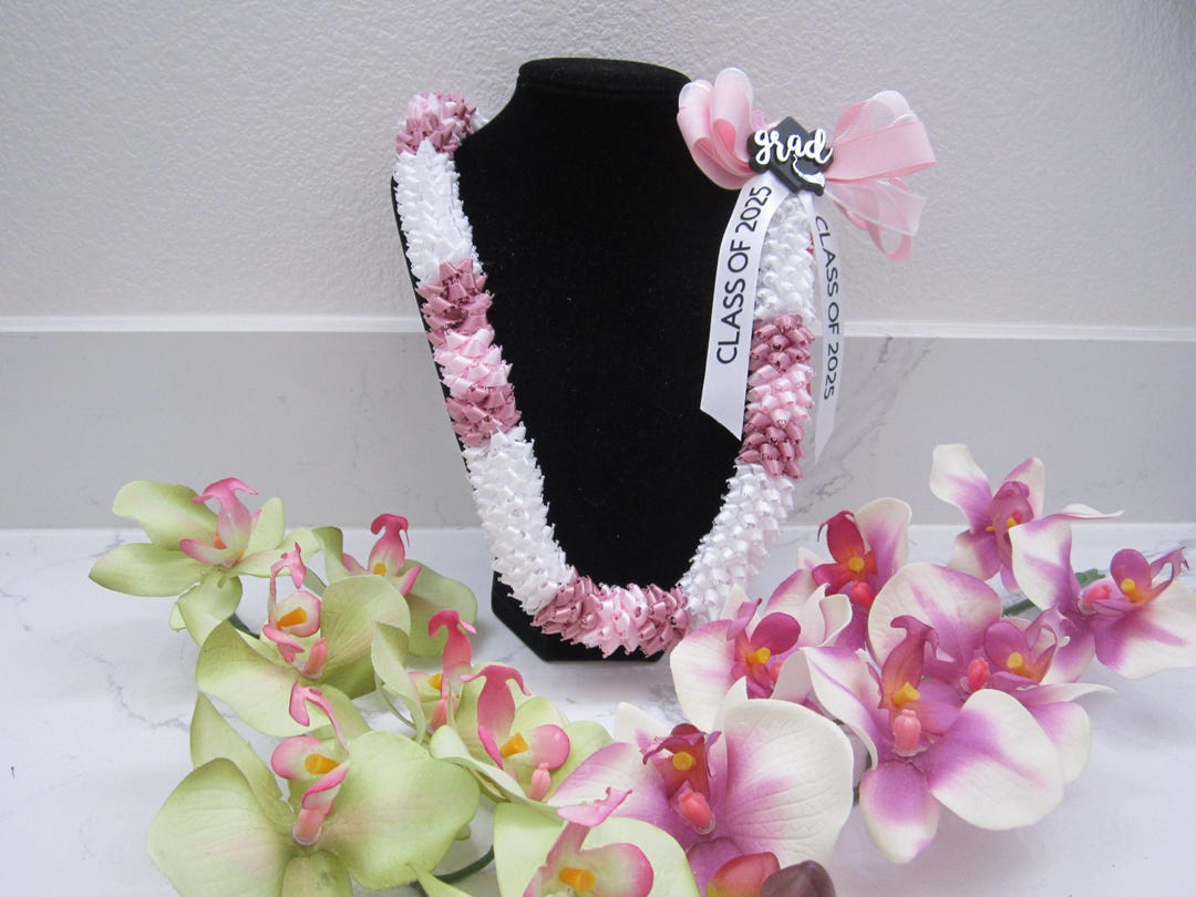 Pikake Ribbon Lei for Class of 2025 Graduation in Pink, Purple, Gold, White, and Burgundy - Etsy