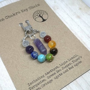Chakra Beaded Keychain, Seven Chakra Keyring, Yoga Keychain, Amethyst ...