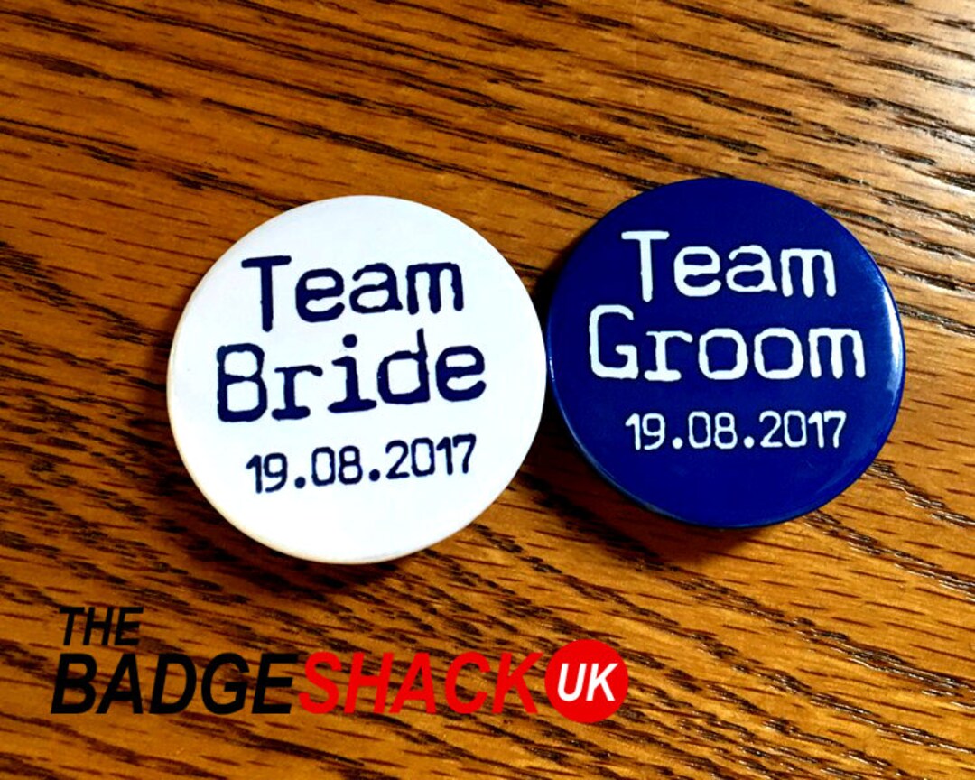 Team Bride and Team Groom Wedding Favours Pin Badges or Magnets 100 ...