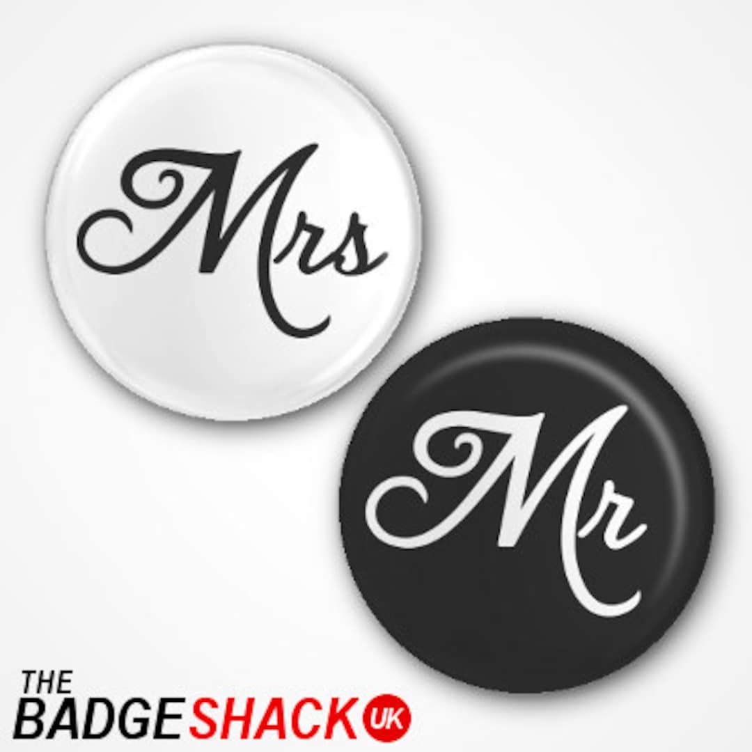 Mr and Mrs Pin Badges 2.5cm - Etsy