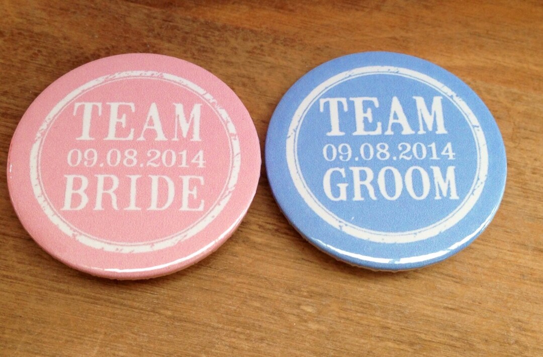 Personalised Team Bride and Groom Badges - Etsy UK