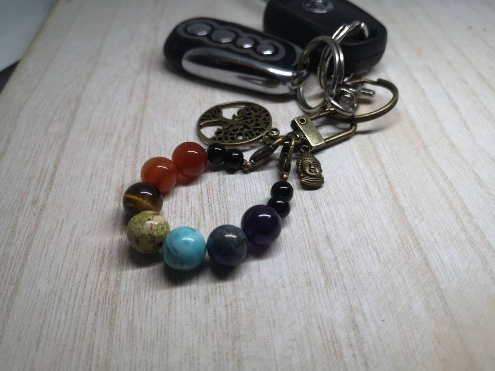 Seven Chakra Keyring, Yoga Keychain, Tree of Life Key Chain, Yoga ...
