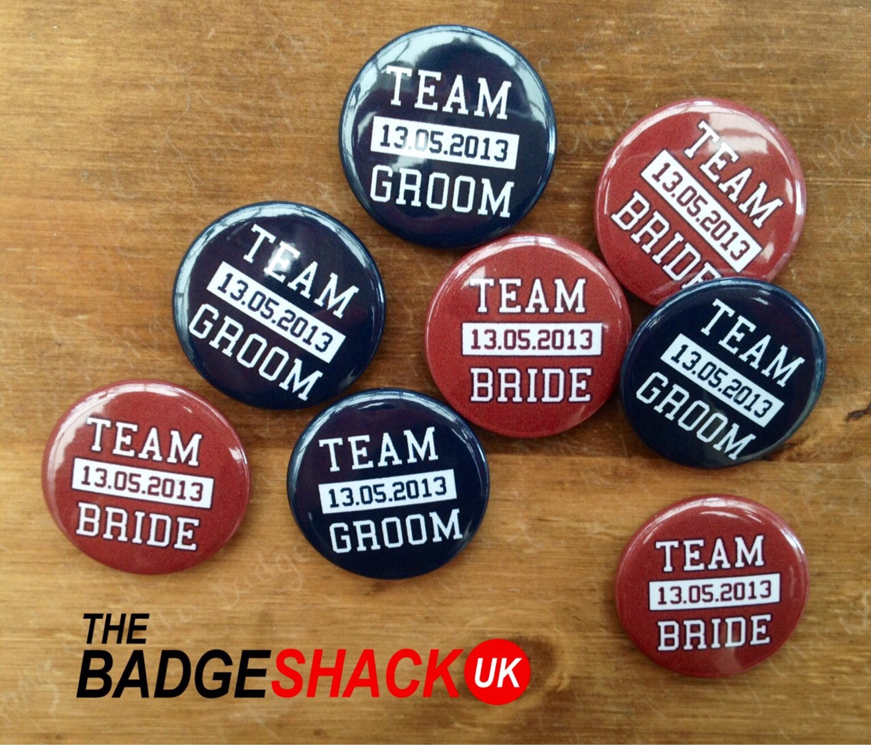 Personalised Wedding Favours Team Bride and Groom 25mm Pack of 16 ...