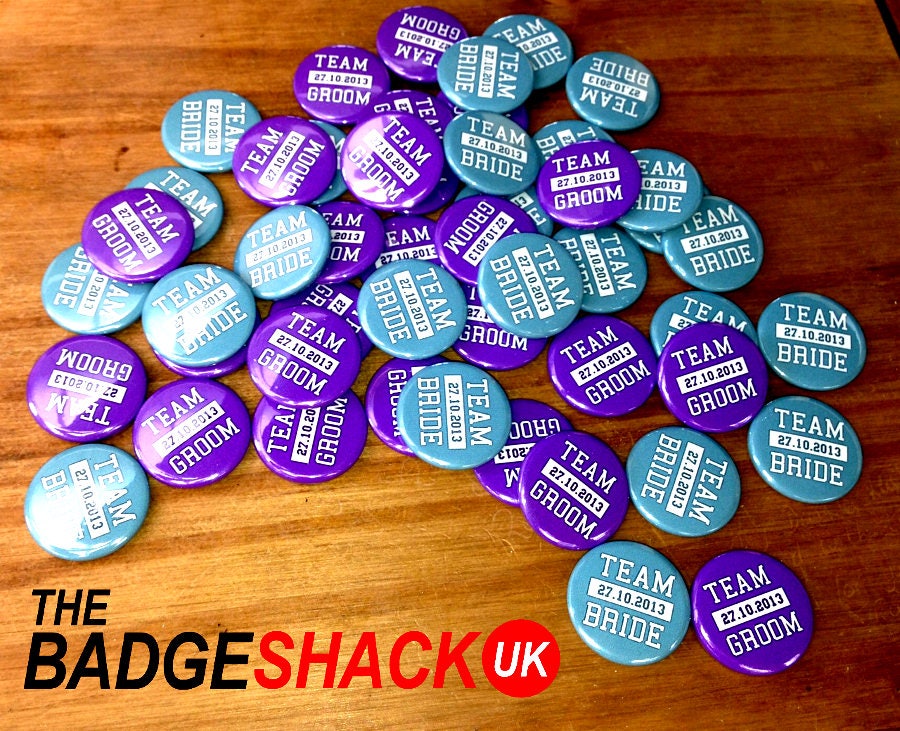 Personalised Team Bride and Groom Pin Badges or Magnets Pack of 76 - Etsy