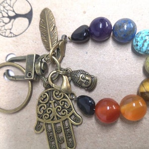 Seven Chakra Keyring, Yoga Keychain, Hamsa Hand Key Chain, Yoga Chakra ...
