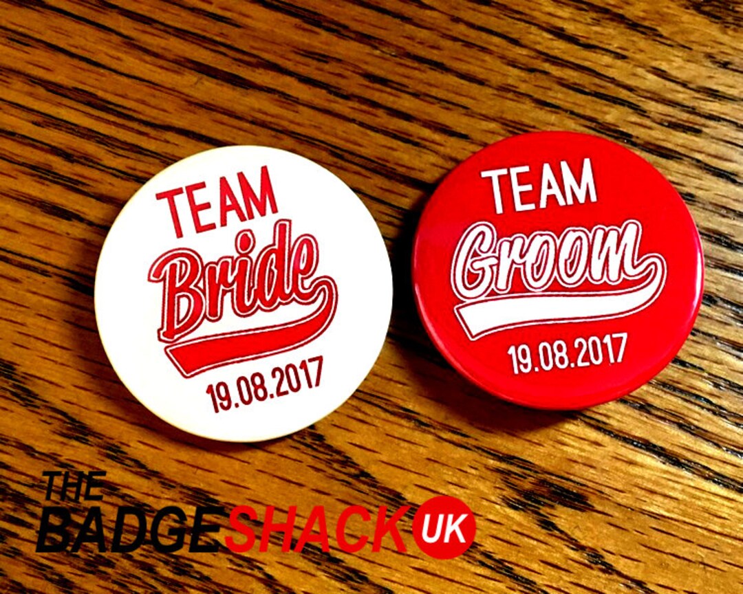 Team Bride and Team Groom Wedding Favours Pin Badges or Magnets 100 ...