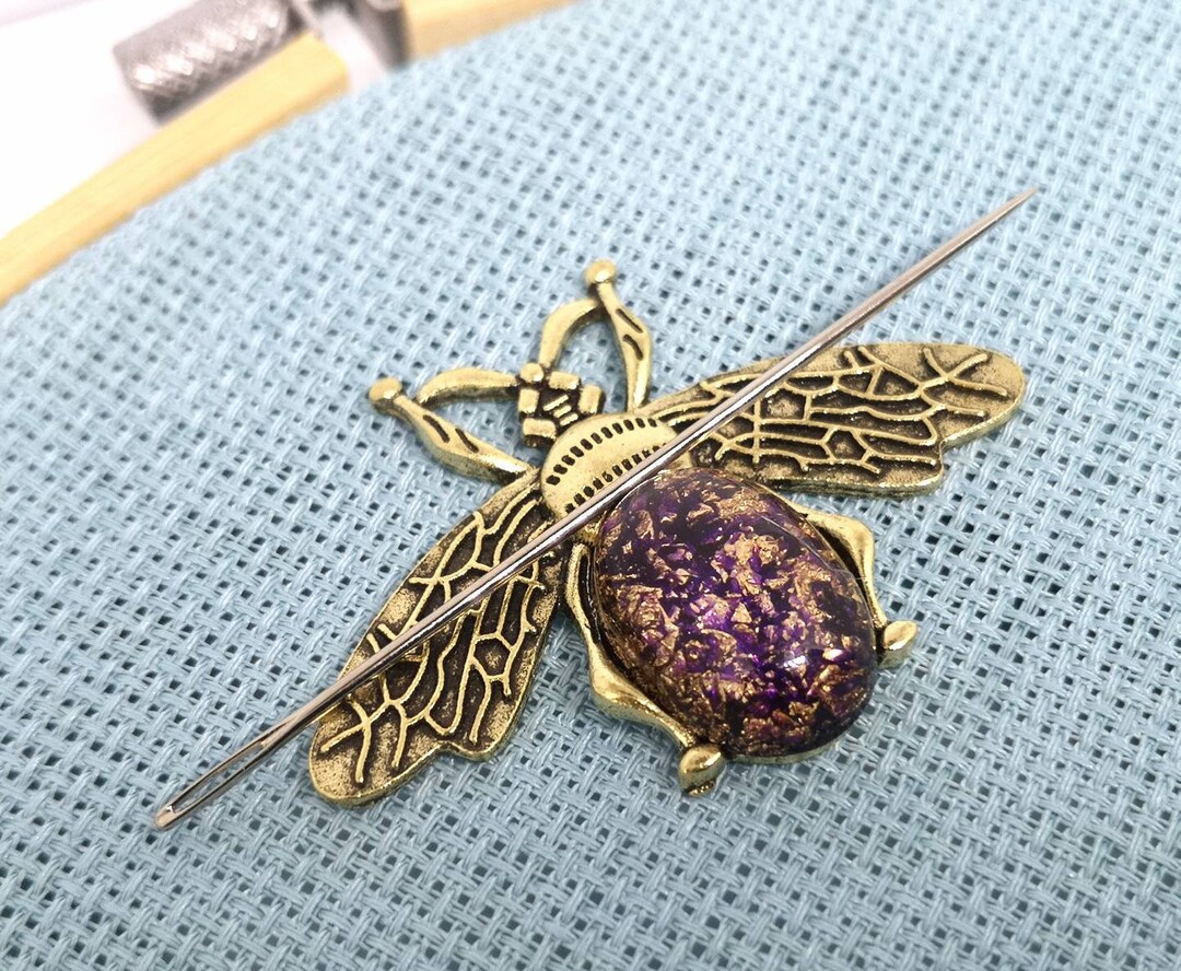Purple and Gold Bee Needle Minder, Needle Keep, Needle Minder, Needle ...