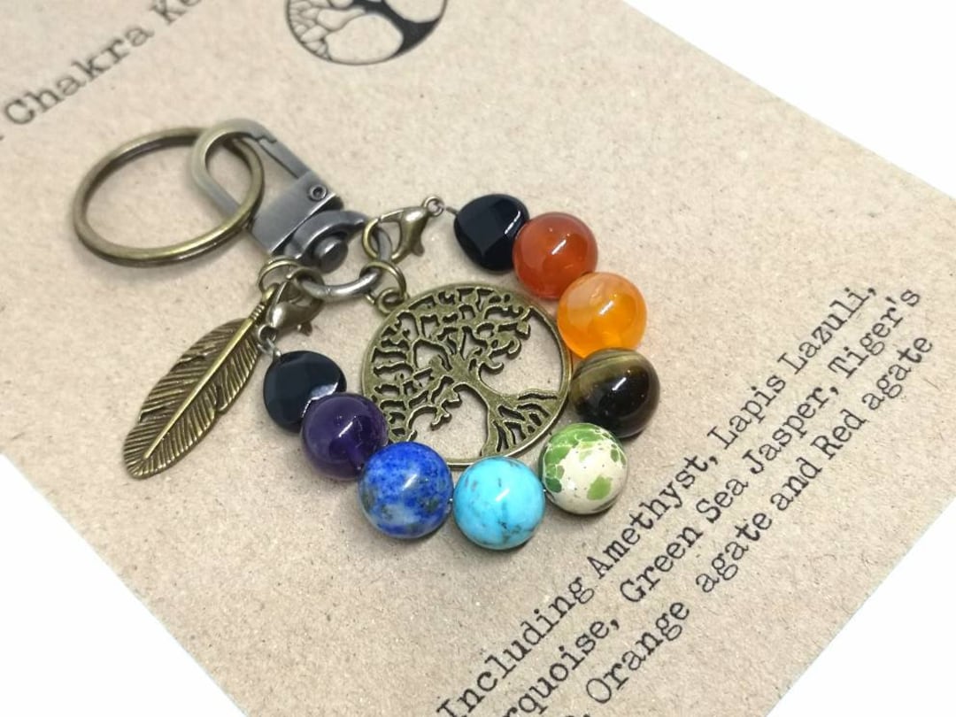 Seven Chakra Keyring, Yoga Keychain, Tree of Lifekey Chain, Yoga Chakra ...