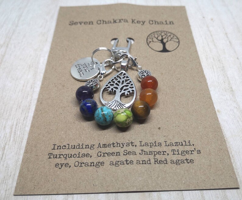Chakra Beaded Keychain Seven Chakra Keyring Yoga Keychain - Etsy