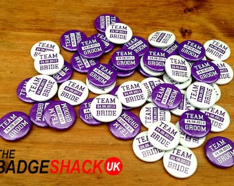 Personalised Team Bride and Groom Pin Badges or Magnets - Etsy