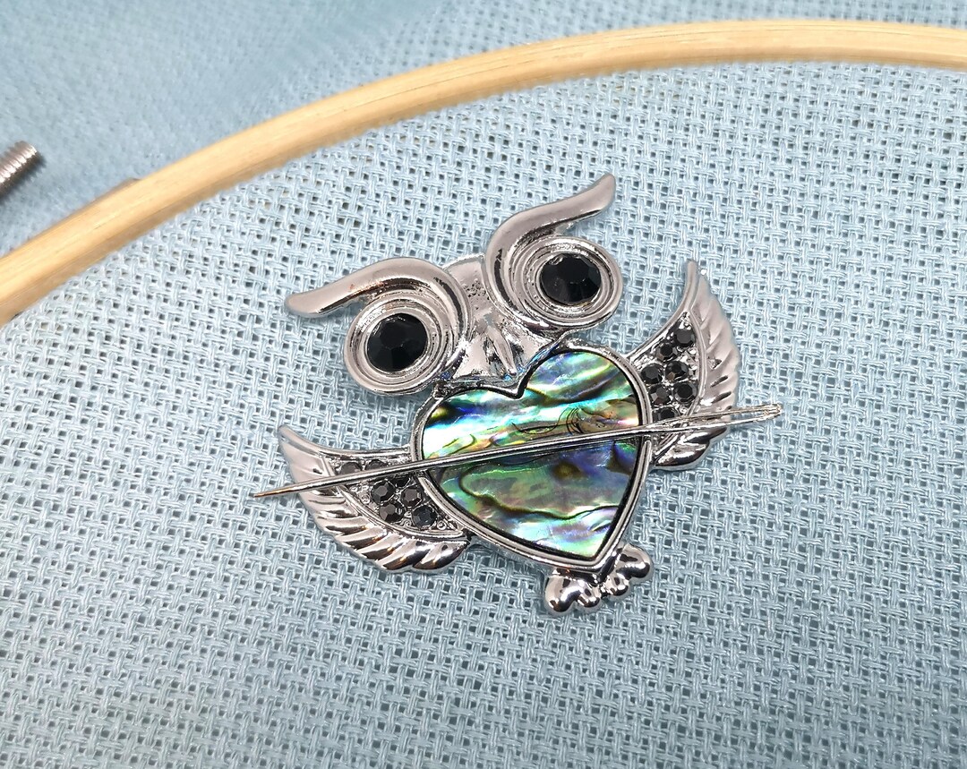 Large Owl Needle Minder With Shell Needle Keep, Needle Magnet, Needle ...