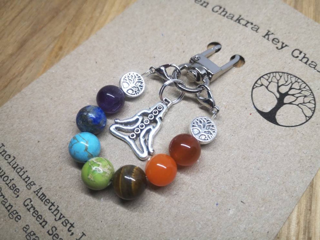 Chakra Beaded Keychain, Seven Chakra Keyring, Yoga Keychain, Tree of ...