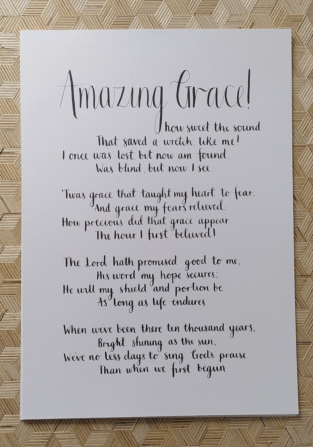 Amazing Grace Calligraphy Print - Etsy