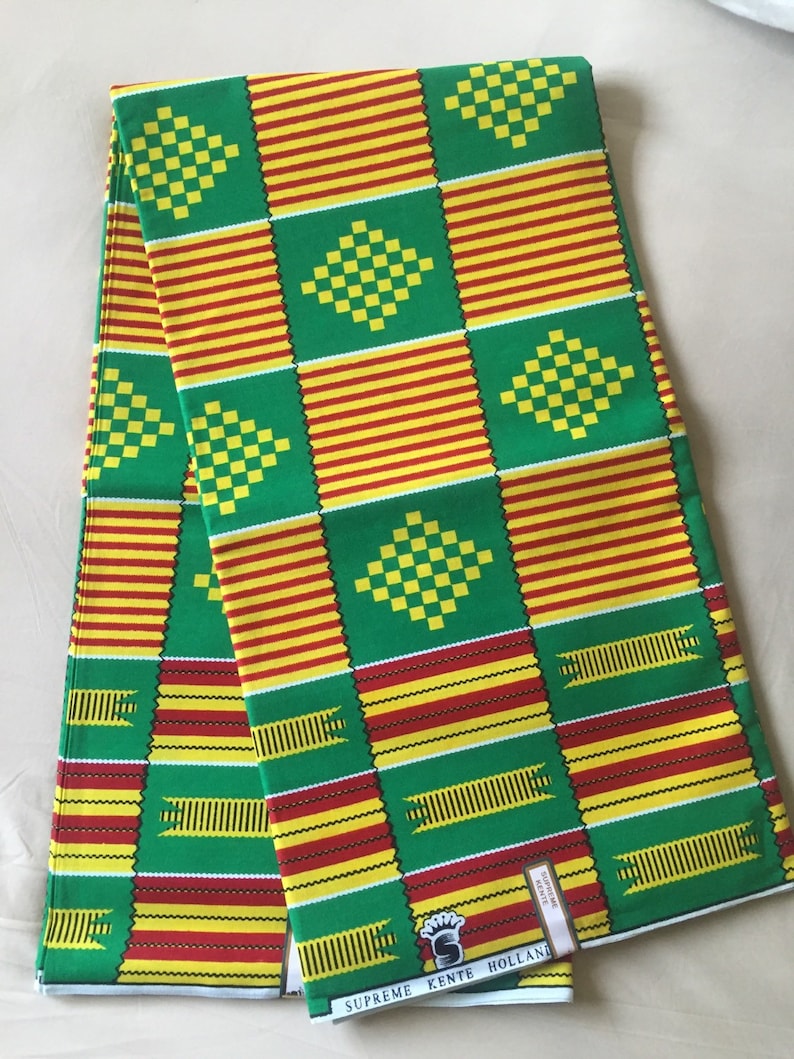 Yellow Red and Blue Kente Ntoma Cloth Jente Fabric African | Etsy UK