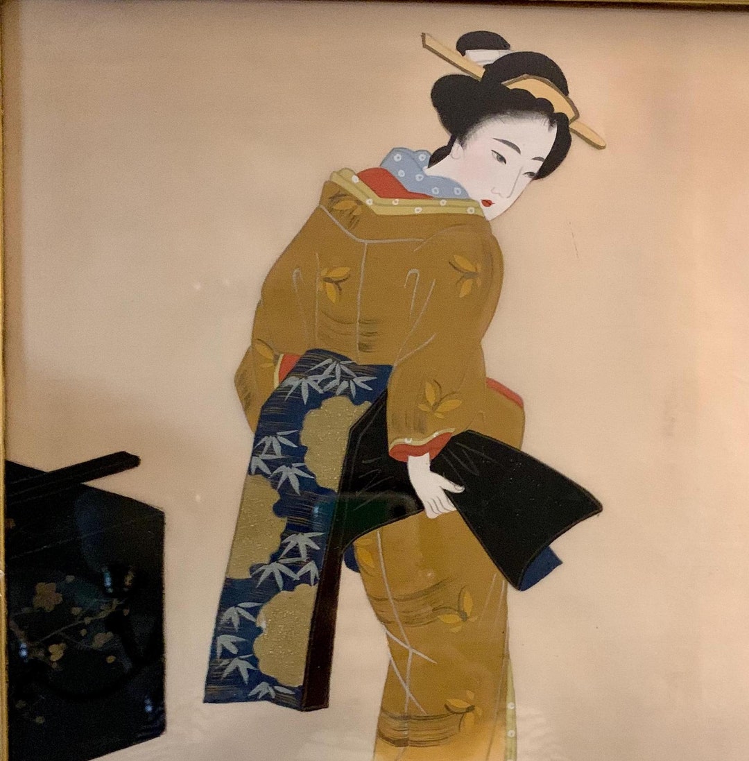 Antique Japanese Geisha Picture on Silk, Framed, Signed - Etsy