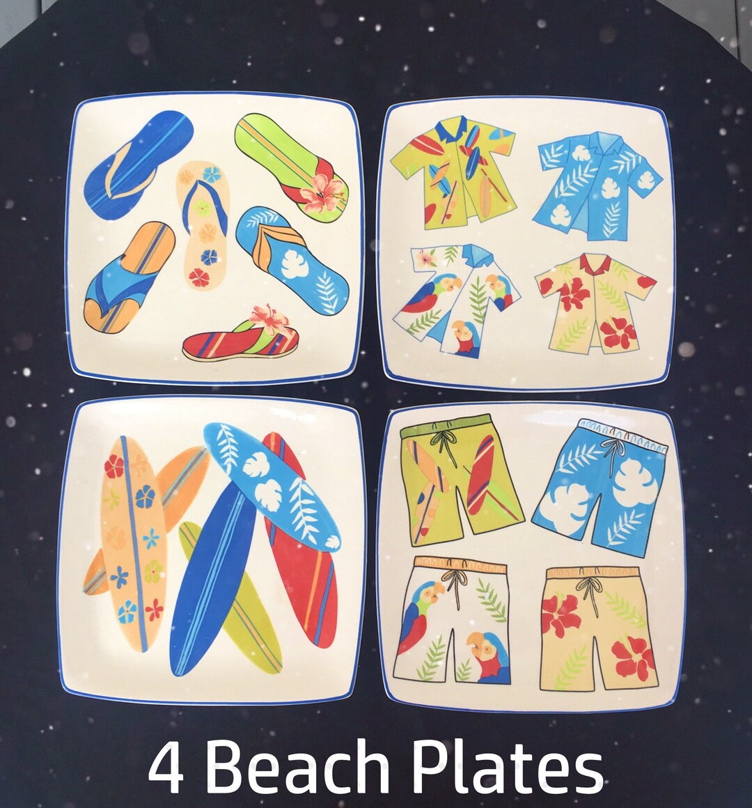 Vintage Surf's up Tropical Beach Plates by Toby Pieri - Etsy
