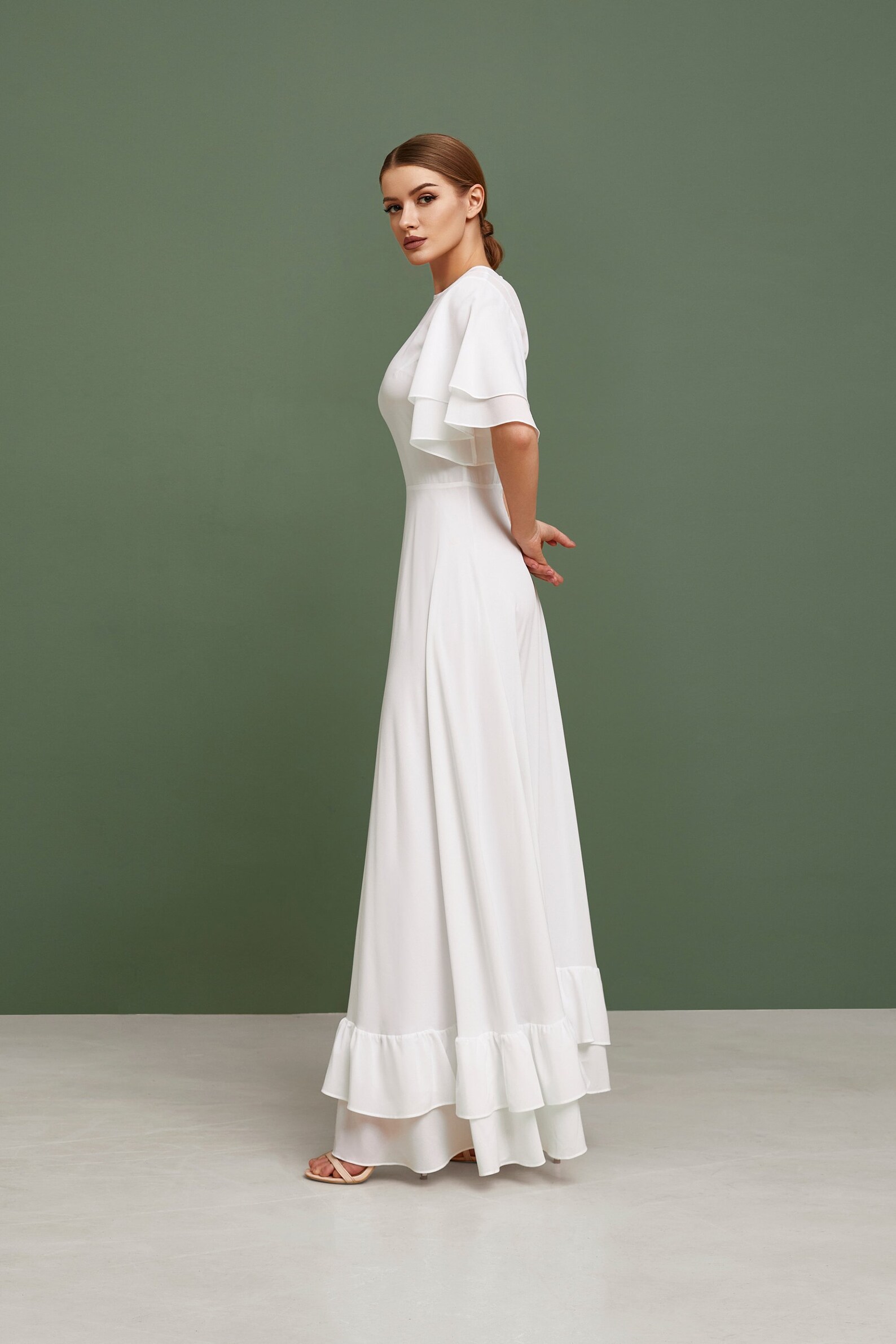 Wedding Dress Simple Wedding Dress White Fit and Flare Long - Etsy