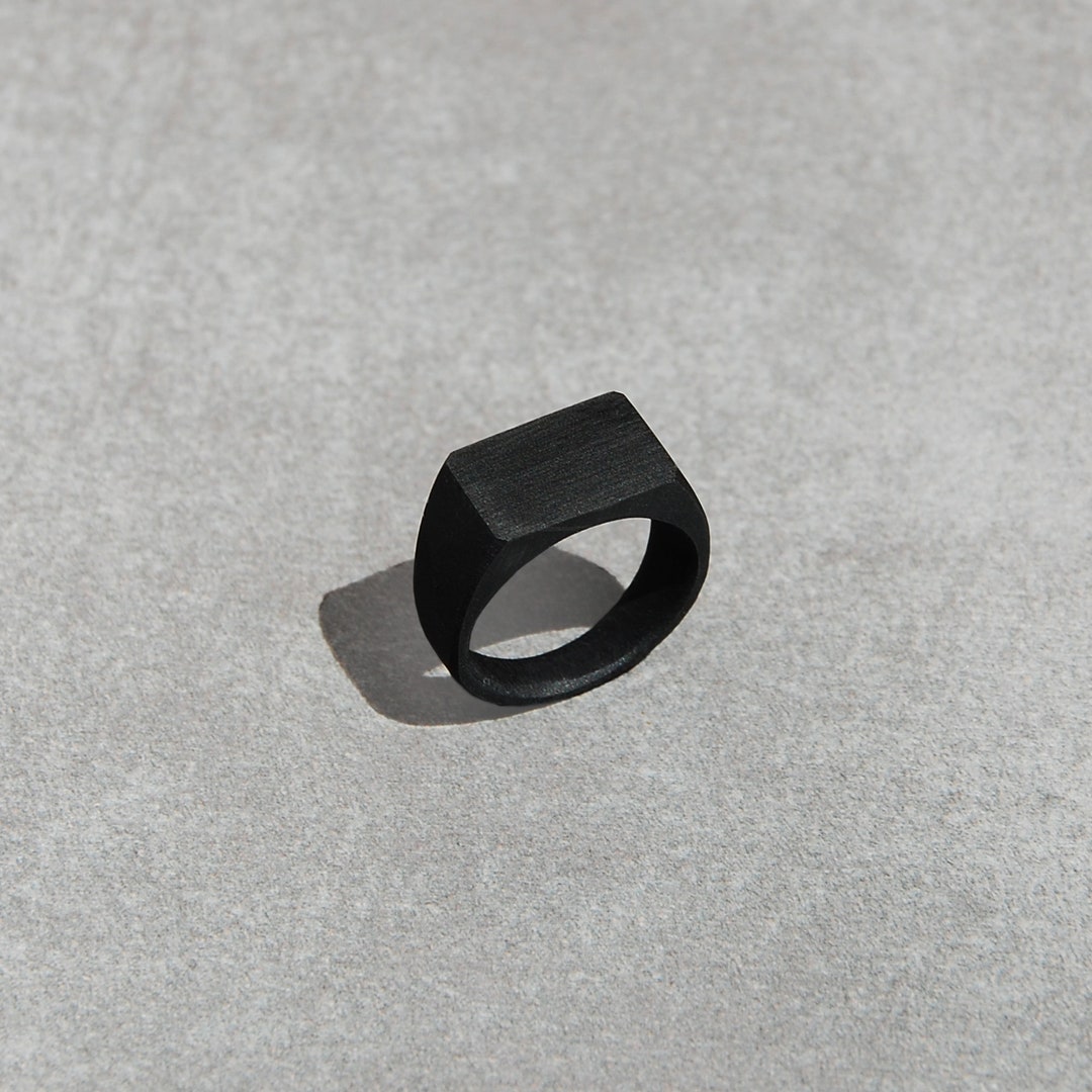 Classic Signet Ring,matte Black Ring,resin Jewellery, Handcrafted ...