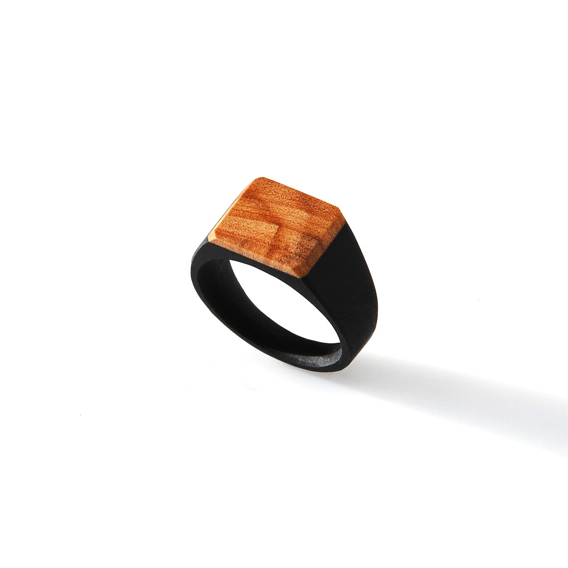 Ring With Olive Woodolive Wood Statement Signetnatural - Etsy