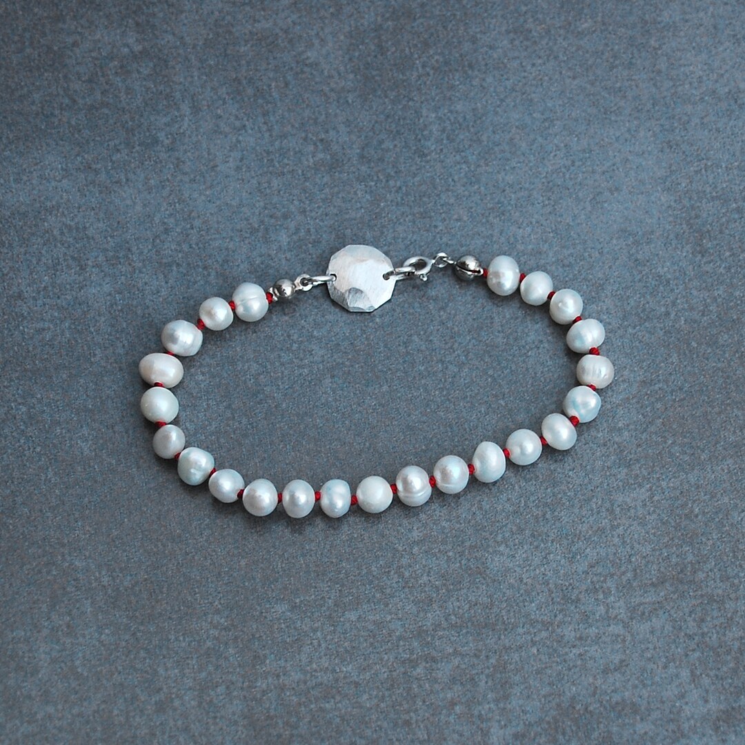 Silver Bracelet With White Perls - Natural Pearls Bracelet - Bridal ...