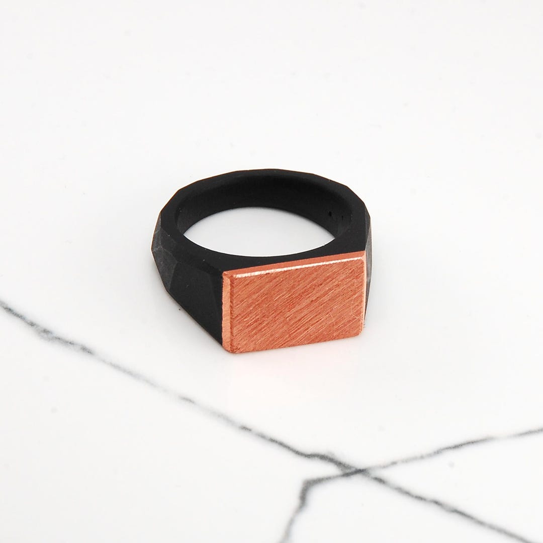 Signet With Copper,copper Signet Ring,resin Jewellery,copper Ring ...