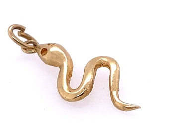 14k Gold Snake Pendant - Etsy