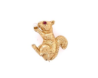 Gold Squirrel Brooch - Etsy