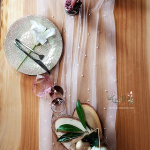 Pearl See-through Light Weight Table Overlay | Pearl Embroidered White ...