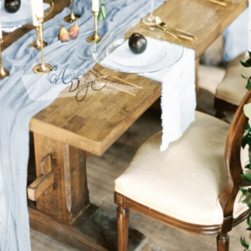 Dusty Blue Chiffon Table Runner Dusty Blue Wedding Table - Etsy