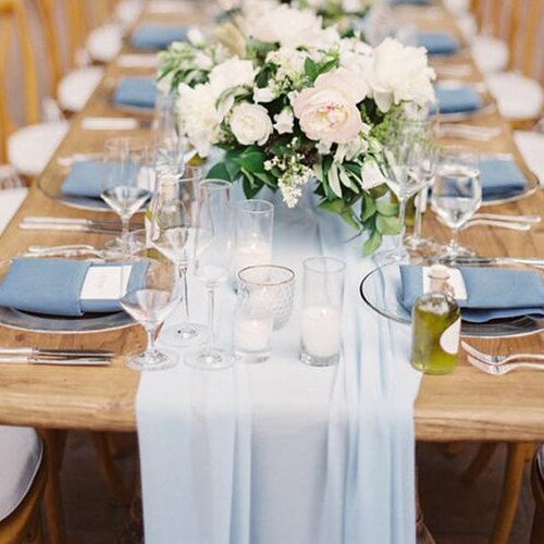 Silky Chic Chiffon Table Runner Sheer Ice Blue Tablecloth - Etsy
