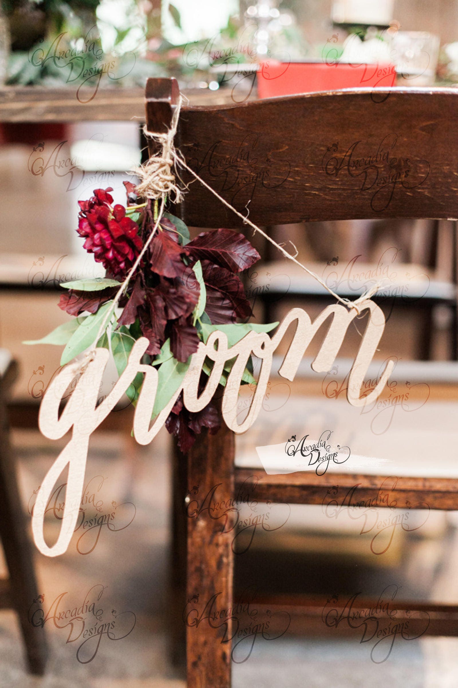 Bride and Groom Chair Decor Bride Groom Hanging Calligraphy | Etsy