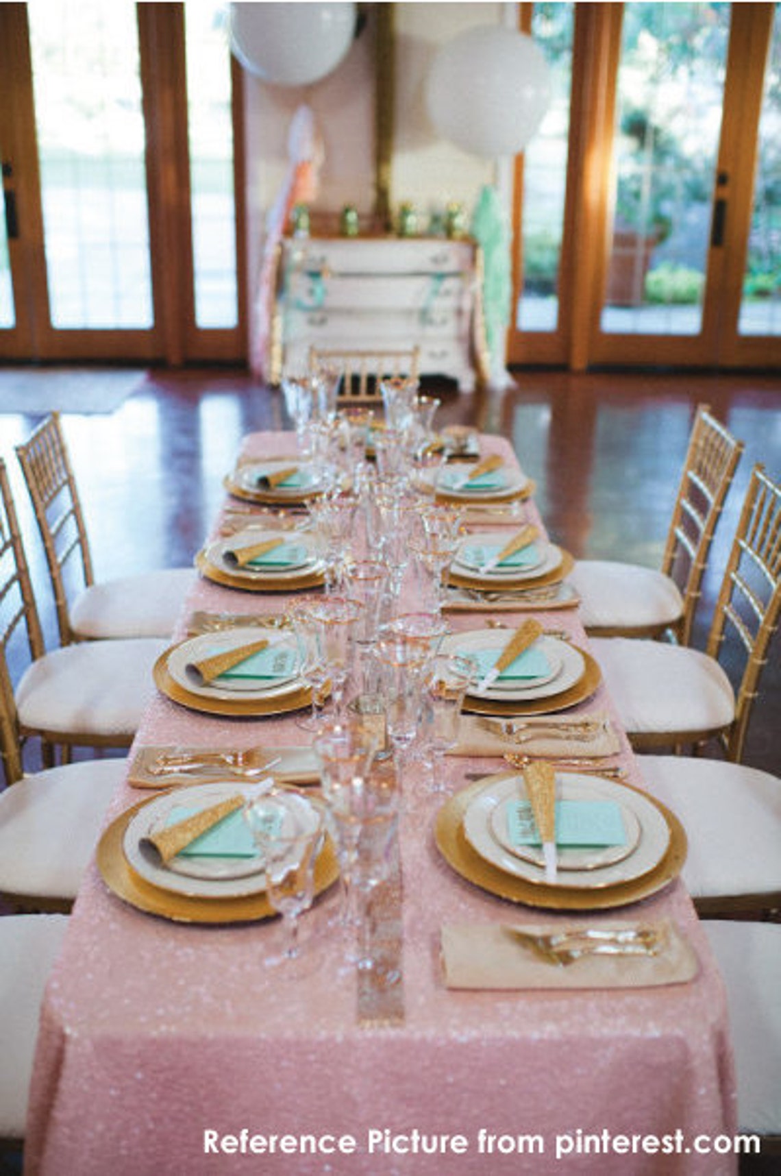 Blush Pink Sequin Table Cloth MADE TO ORDER, Shimmer Sparkly Light Pink ...