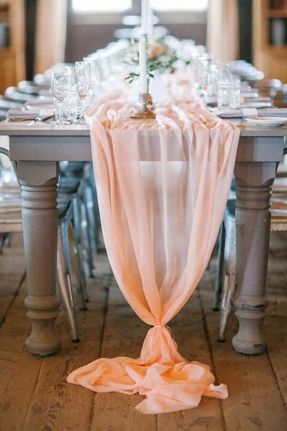 Romantic Chiffon Table Runner Blush Peach Tablecloth Décor - Etsy